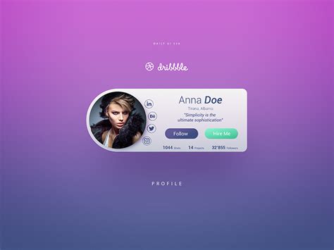 Daily UI 006 Profile Card By Joan Sterjo On Dribbble