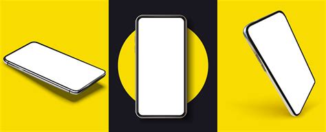 스마트 폰 프레임 덜 빈 화면 회전 위치 다른 각도에서 스마트 폰 모형 일반 장치입니다 Ui Ux 스마트폰 세트 인포 그래픽 또는 프리젠 테이션 3d 현실적인 전화에 대한