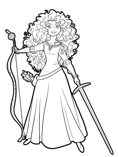 Merida Holding Sword And Bow Coloring Page Download Print Or Color Online For Free