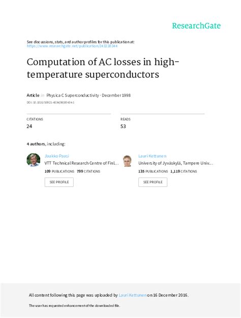 Pdf Computation Of Ac Losses In High Temperature Superconductors