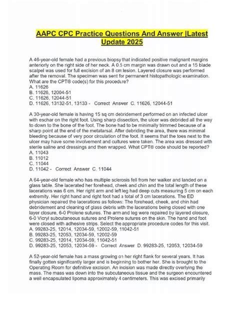 Aapc Cpc Practice Questions And Answer Latest Update 2025 Cpc Stuvia Us