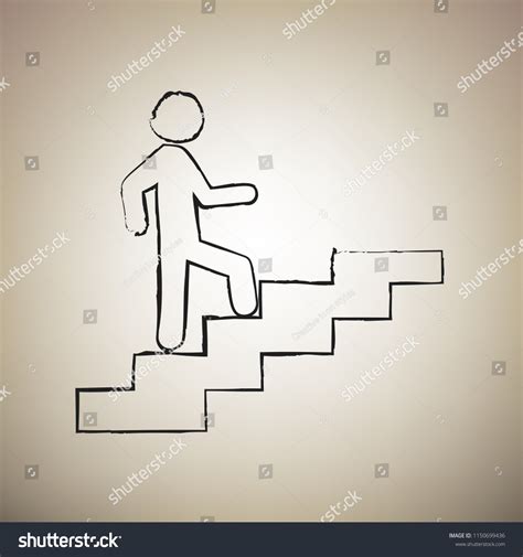 Man On Stairs Going Vector Brush Stock Vector Royalty Free Shutterstock