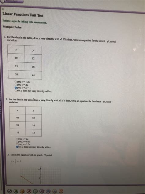 Solved Linear Functions Unit Test Isalah Lopez Ls Taking