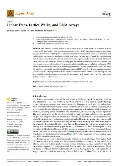 Pdf Linear Trees Lattice Walks And Rna Arrays