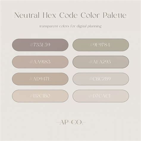 Neutral Hex Code Color Palette For Digital Planning Goodnotes Alpha
