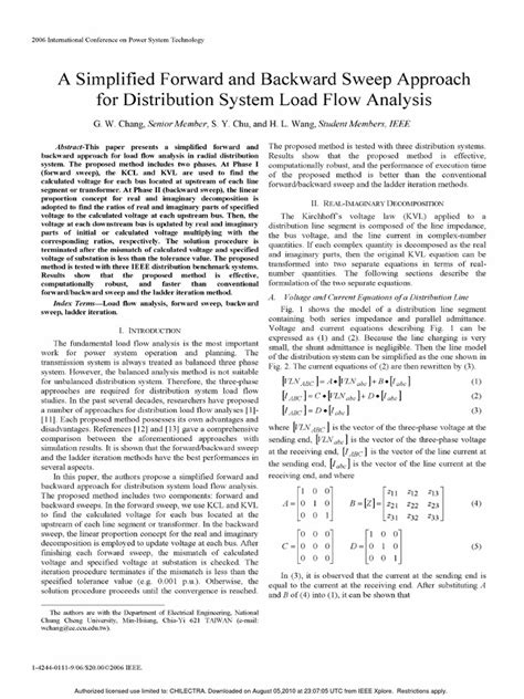 A Simplified Forward And Backward Sweep Approach Pdf Electrical Impedance Electrical
