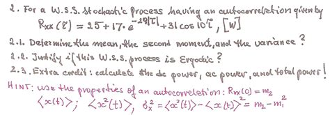solved 2 for a w s s st ochastic process having an
