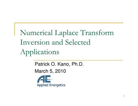Pdf Numerical Laplace Transform Inversion And Selected Applications