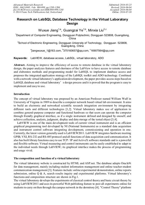 Research On Labsql Database Technology In The Virtual Laboratory Design