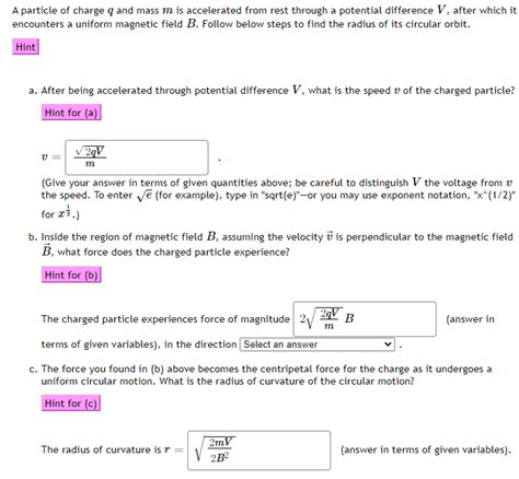 Solved A Particle Of Charge Q And Mass M Is Accelerated From