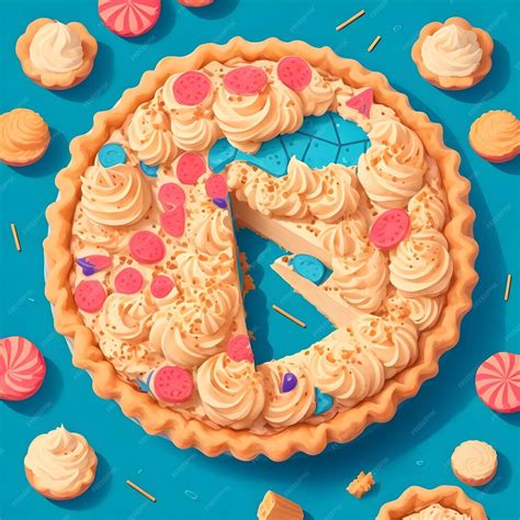 Premium Photo Attractive Pi Day Illustration Of A Cream Pie 2d Flat One Object High Quality