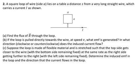 Solved A Square Loop Of Wire Side A Lies On A Table A Chegg