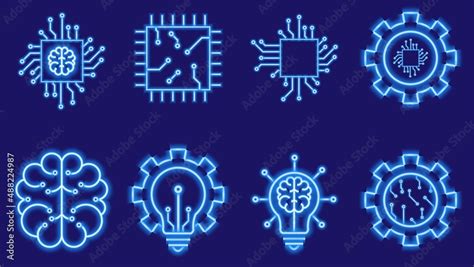 Microprocessor Illustration Microcontroller Appearance Vector Illustration Electronics Neon