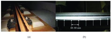 a photo of rail corrugation at a tangent track of a high speed line