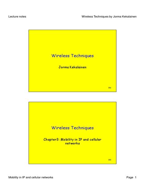 Wireless Techniques Mobility In Ip And Cellular Networks Pdf