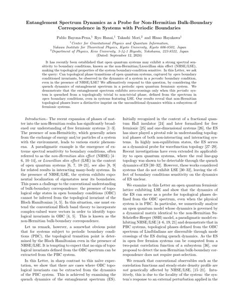Pdf Entanglement Spectrum Dynamics As A Probe For Non Hermitian Bulk Boundary Correspondence