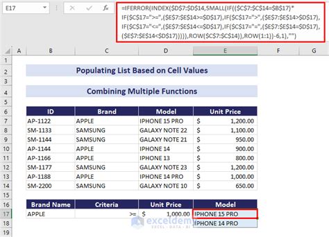How To Populate List Based On Cell Value In Excel 8 Methods