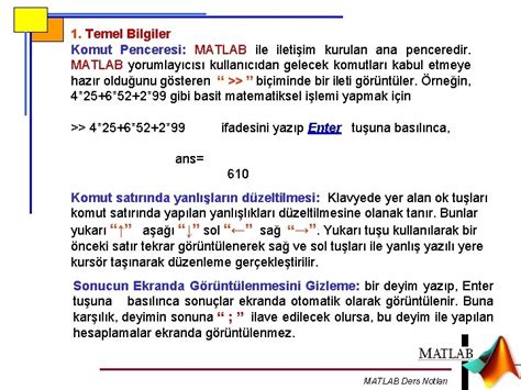 MATLAB De Programlama Matlab Ders Notlar KAYNAKLAR
