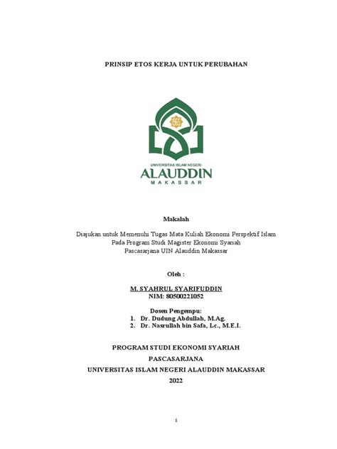 M Syahrul Prinsip Etos Kerja Untuk Perubahan Pdf