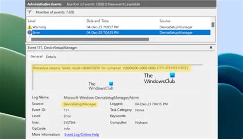 Event Id 131 Metadata Staging Failed In Windows 1110