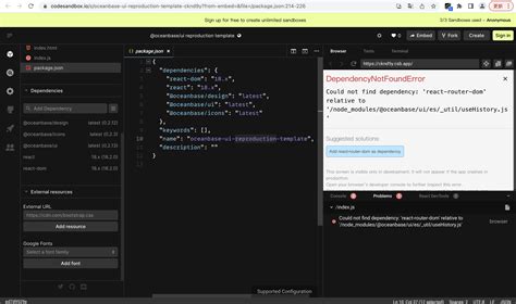 Bug ui introduce 页面内的sanbox中的例子运行报错 Issue oceanbase oceanbase design GitHub