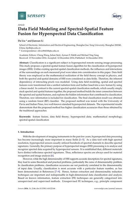 Pdf Data Field Modeling And Spectral Spatial Feature Fusion For