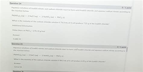 Solved Aqueous Solutions Of Leadii Nitrate And Sodium