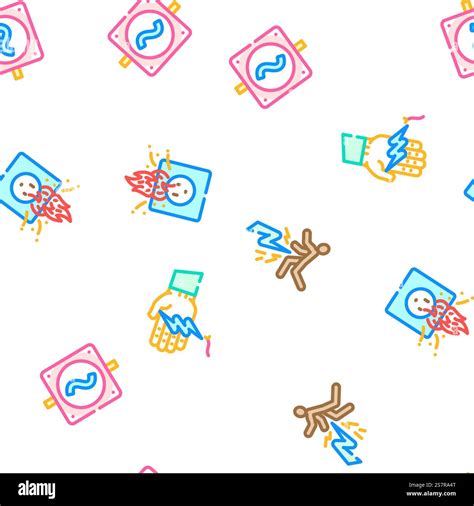Electrical Danger Voltage Vector Seamless Pattern Thin Line Illustration Electrical Danger