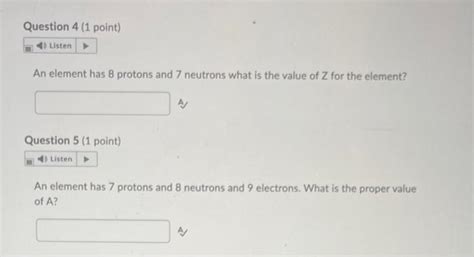 Solved An Element Has 8 Protons And 7 Neutrons What Is The