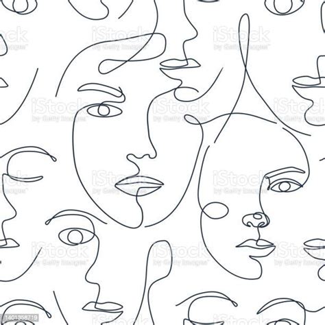여성과의 벡터 이음새가 없는 패턴은 지속적인 라인 아트에 직면합니다 경외감에 대한 스톡 벡터 아트 및 기타 이미지 경외감 귀여운 그리기 Istock