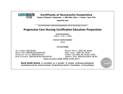 Harris Health System Pccn Certificate 810 112023 Page 1 Created