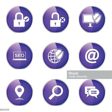 Seo 인터넷 팻말 보라색 벡터 버튼을 아이콘크기 디자인식 설정 3 2015년에 대한 스톡 벡터 아트 및 기타 이미지 2015년 검색 검색 엔진 Istock
