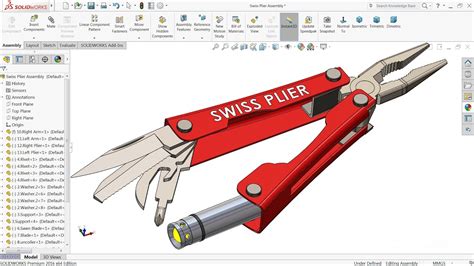 Solidworks Tutorial Design And Assembly Of Swiss Pliers In Solidworks Youtube