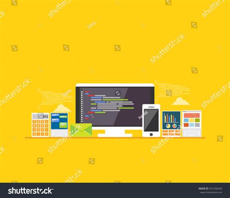 Programming Coding Concept Modern Flat Design Stock Vector Royalty Free 551530204 Shutterstock