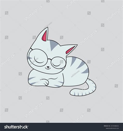 Cute Nerd Cat Sticker Vector Template Stock Vector Royalty Free 2170386411 Shutterstock