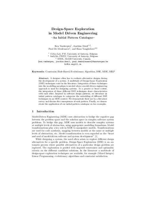 Pdf Design Space Exploration In Model Driven Engineering