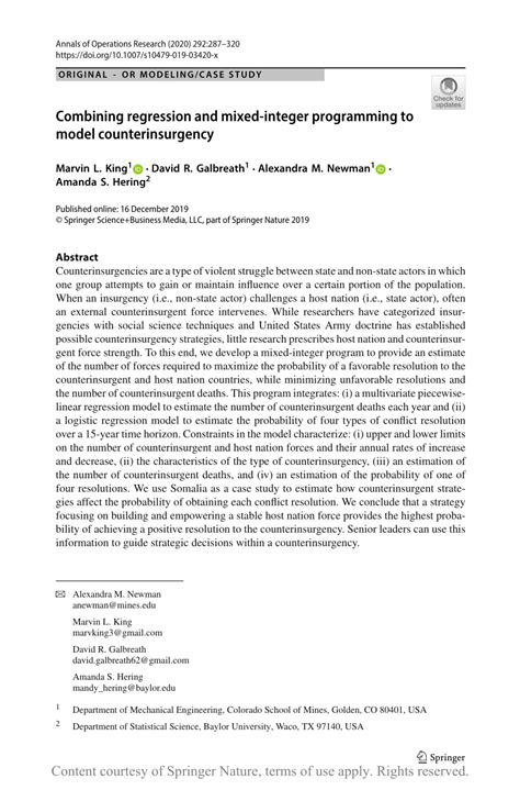 combining regression and mixed integer programming to model