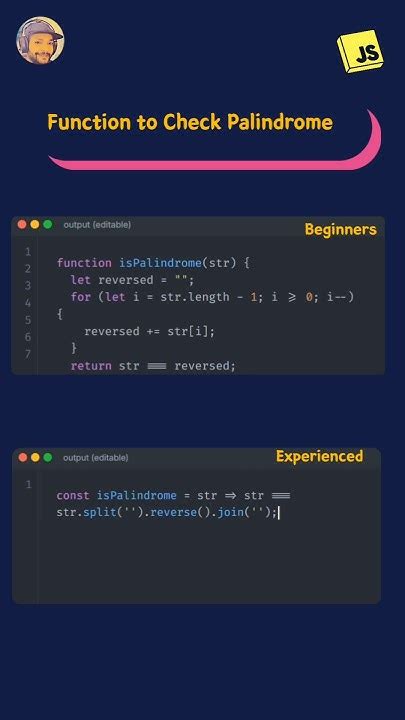 palindrome check using javascript 🔥 fast and easy shorts viralyoutubeshorts youtube