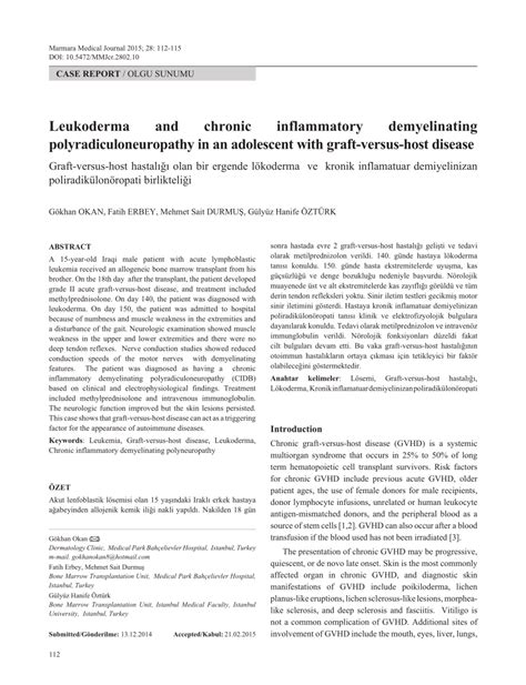 Pdf Leukoderma And Chronic Inflammatory Demyelinating Polyradiculoneuropathy In An Adolescent