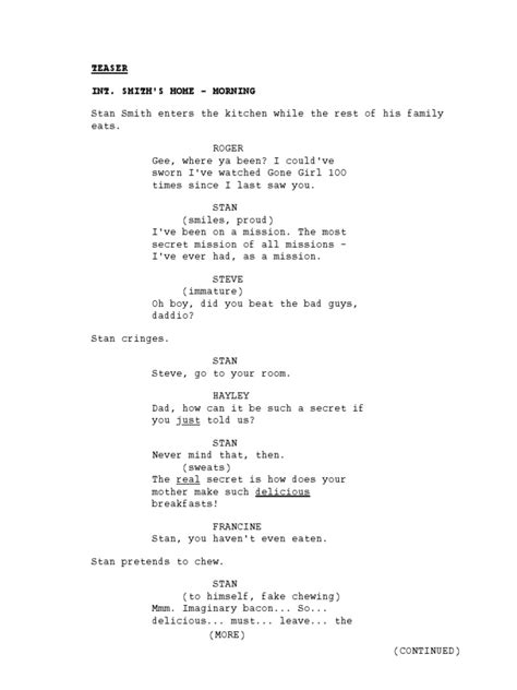 American Dad Pilot Transcript Pdf Leisure Entertainment General