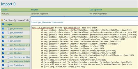 Shapefile Geoserver Importer Plugin Error Java Io IOException Schema X Does Not Exist