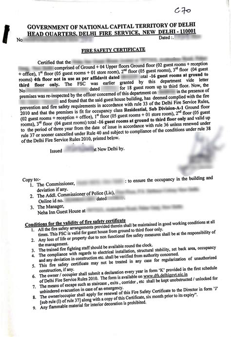Fire Noc For Factory Process Documents And Validity