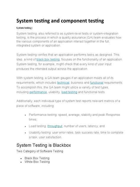system testing and component testing pdf software testing