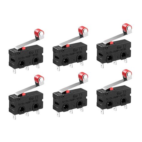 Hemoton 12pcs 250V 5A SPDT 1NO 1NC Momentary Hinge Roller Lever Micro Switches 3 KW11 Black