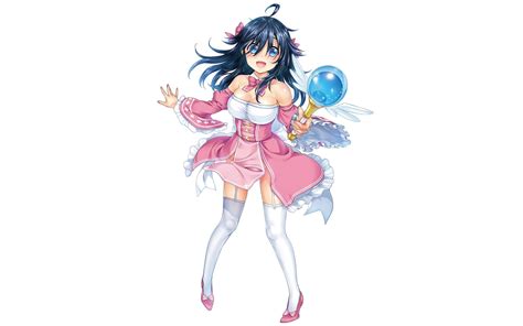 배경 화면 타마키 아코 Light Novel 만화 검은 머리카락 긴 머리 앞머리 Blue Tint 파란 눈 열린 입 붉히다 행복 핑크빛 옷