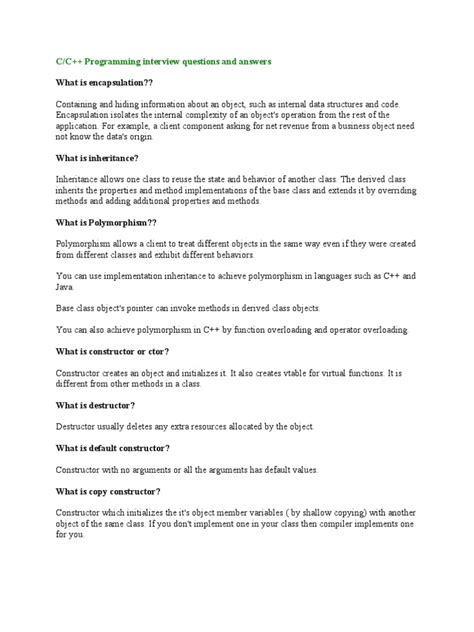 What Is Encapsulation Cc Programming Interview Questions And