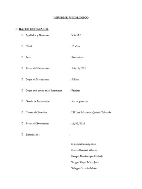 Informe Del Test De Wisc V Grupo 2 Pdf Memoria De Trabajo Memoria