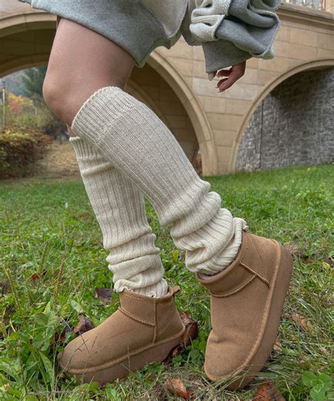 로우슬로우 [4color] 1 1 덴프 골지 니트 레그 워머 겨울 니하이 무릎 다리 종아리 롱 레깅스 삭스 위시버킷