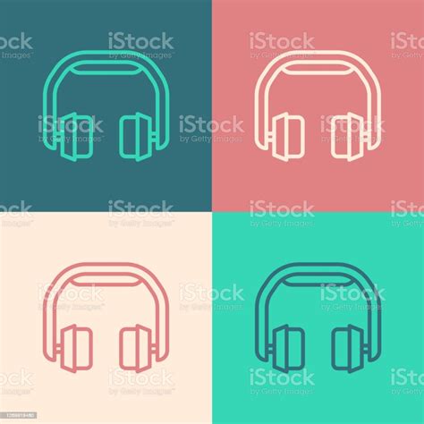 컬러 배경에 격리 된 팝 아트 라인 헤드폰 아이콘 이어폰 음악 서비스 커뮤니케이션 및 운영자를 청취하기위한 개념 벡터 Dj에 대한 스톡 벡터 아트 및 기타 이미지 Istock