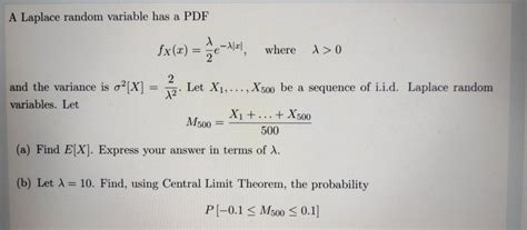 solved a laplace random variable has a pdf fx x 0141